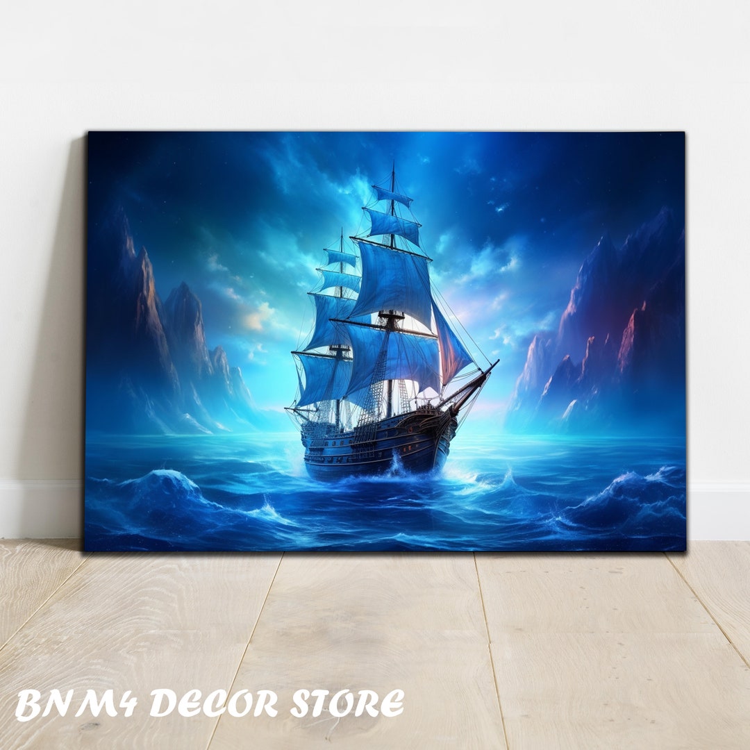 Sailing Ship Tempered Glass Wall Art | Ship Glass Print | Stormy Sky ...