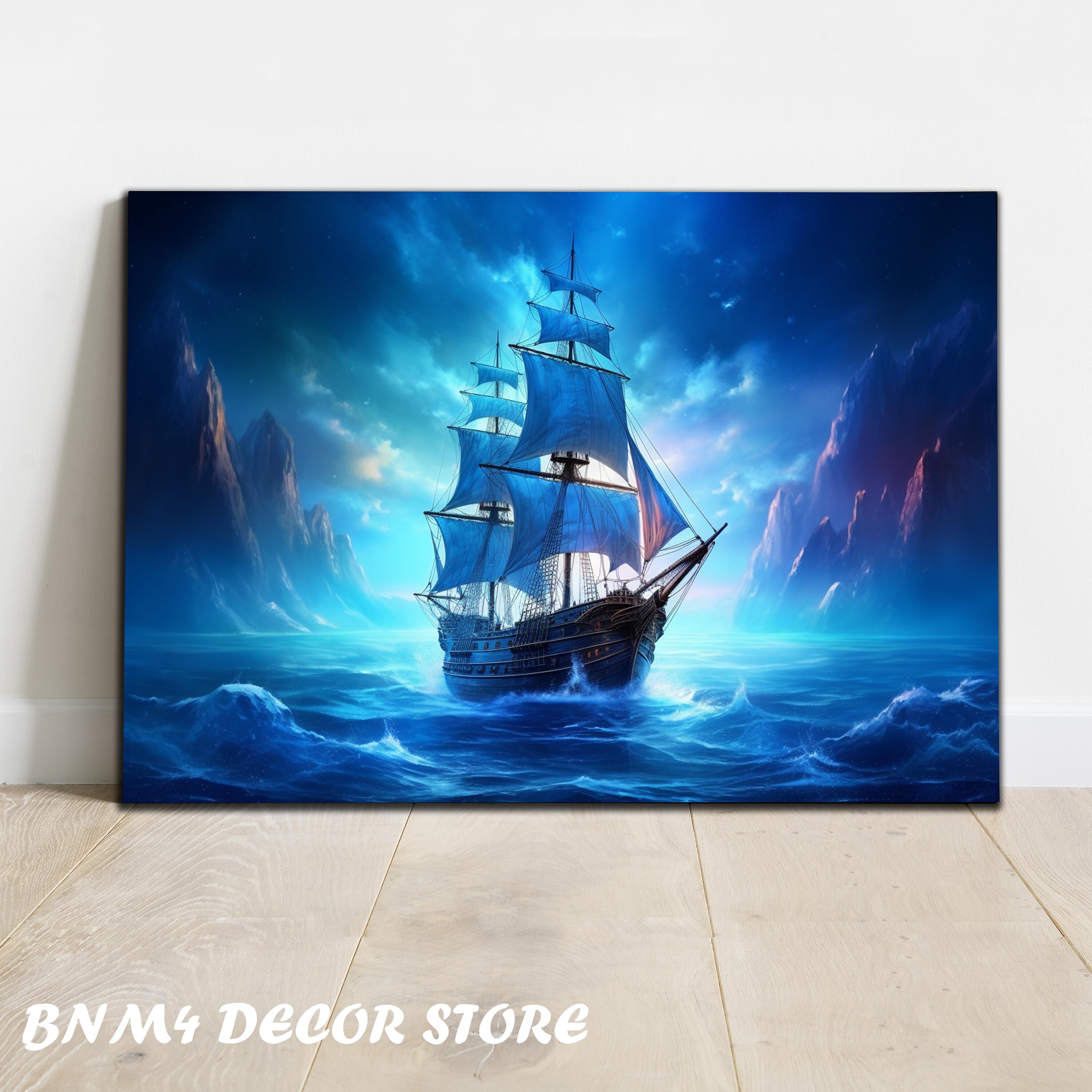 Sailing Ship Tempered Glass Wall Art | Ship Glass Print | Stormy Sky ...