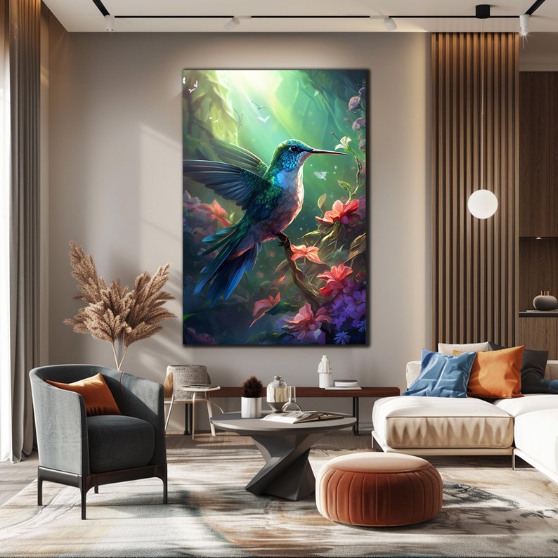 Humming Bird Tempered Glass Wall Art Humming Bird Glass Decor Animal ...