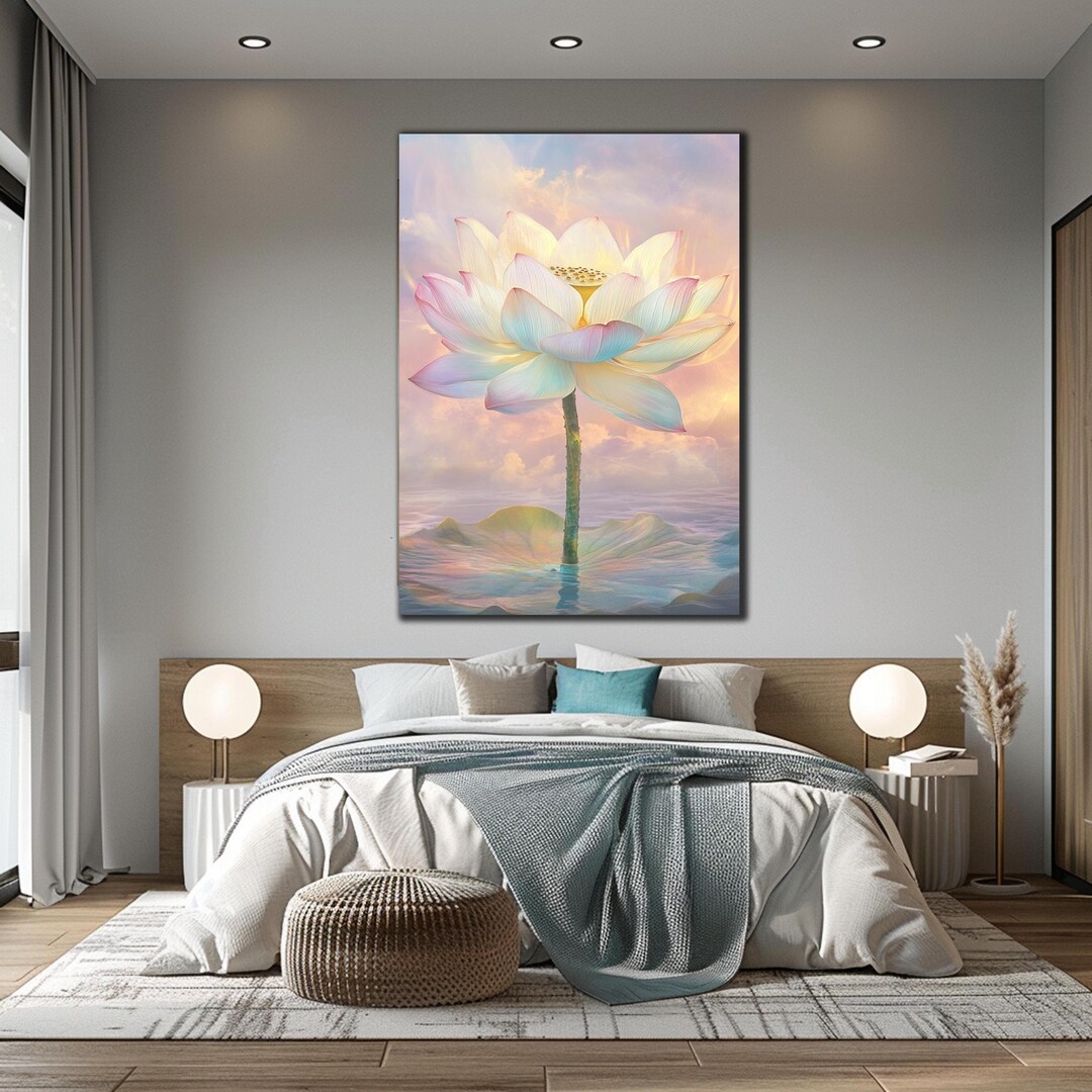 Lotus Tempered Glass Wall Art | Pastel Color Lotus Decor | Wall ...