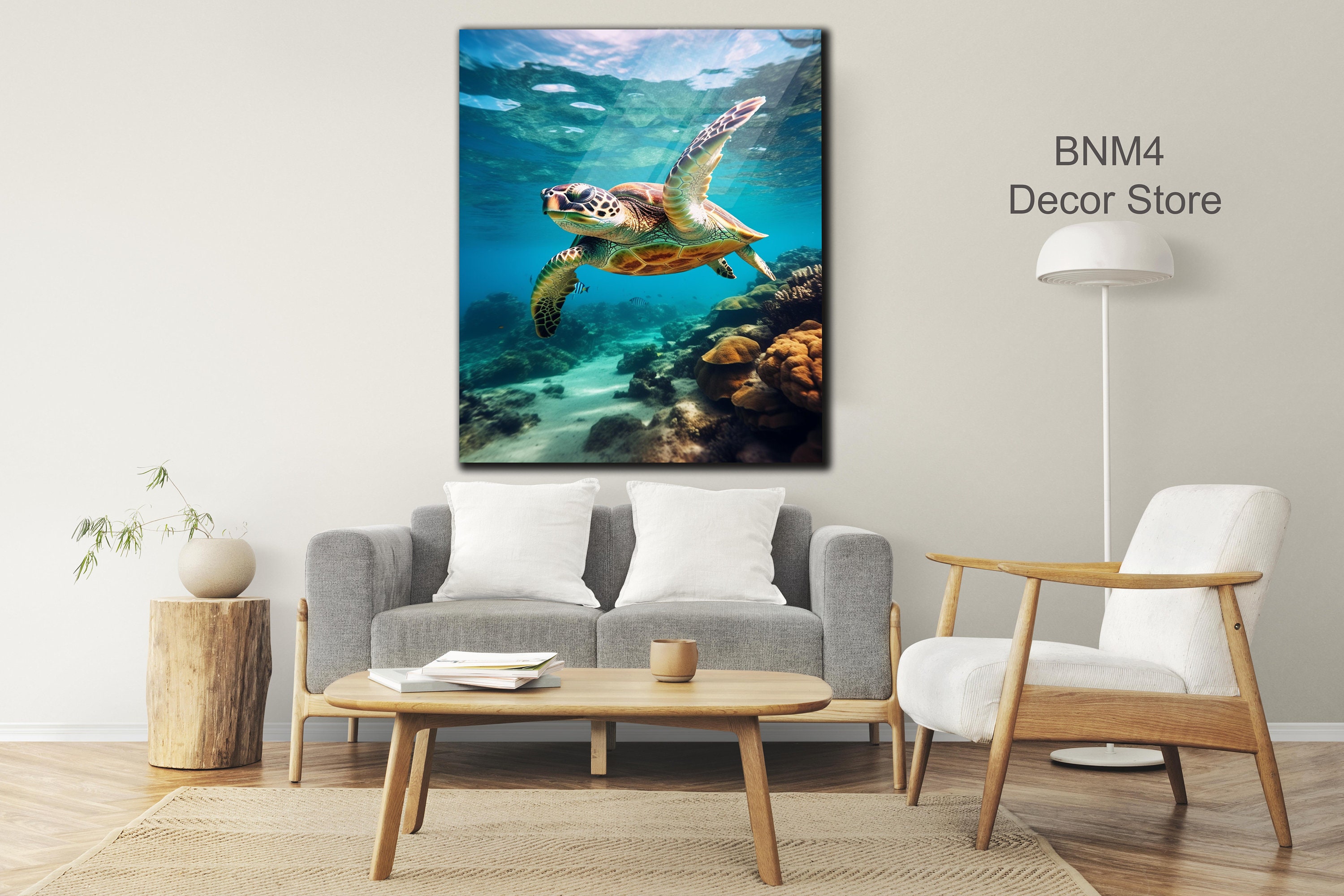 Tempered Glass Sea Turtle Wall Art| Sea Turtle Glass Decor| Large Wall ...