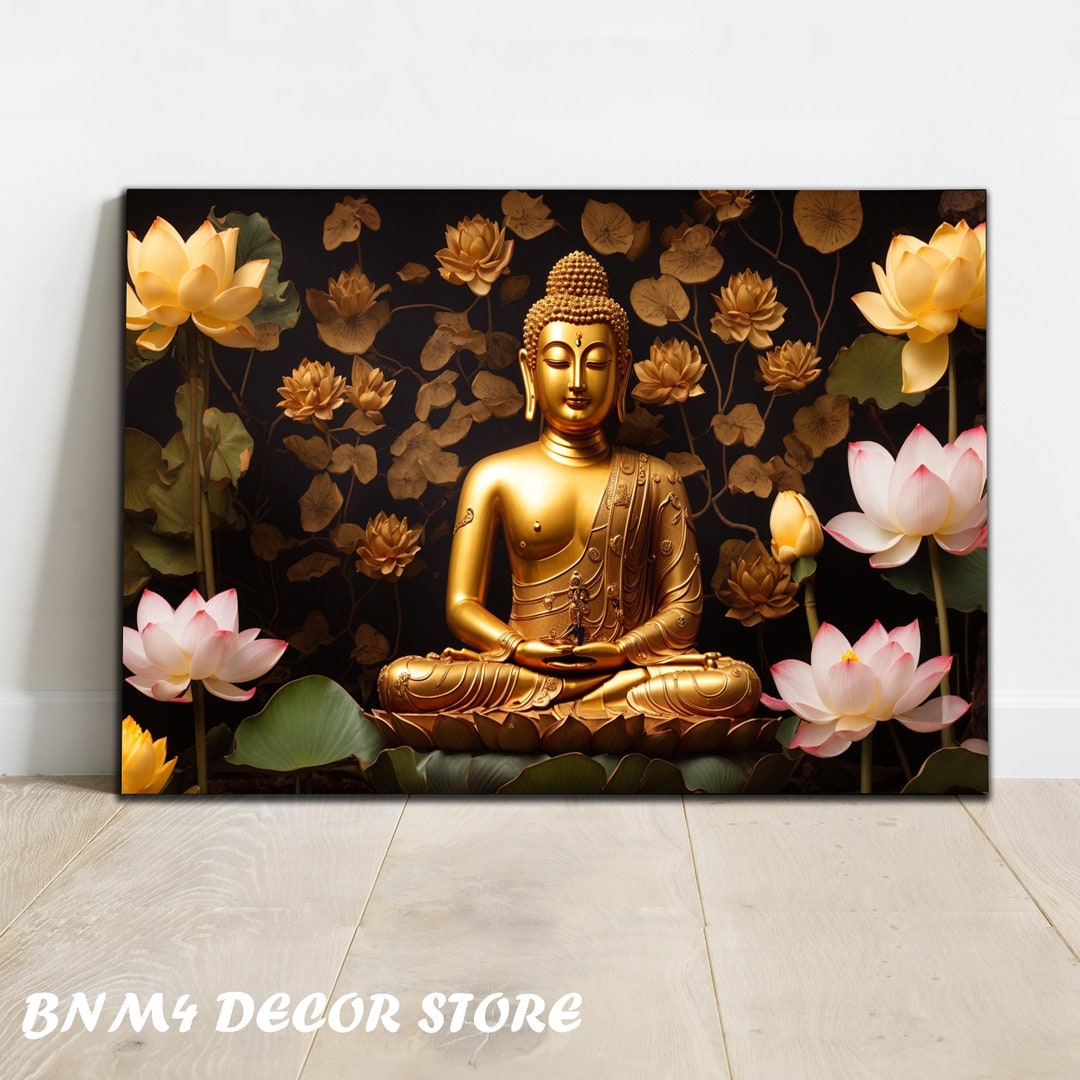 Tempered Glass Buddha Wall Art | Gold Buddha Glass | Hindu Wall Art ...