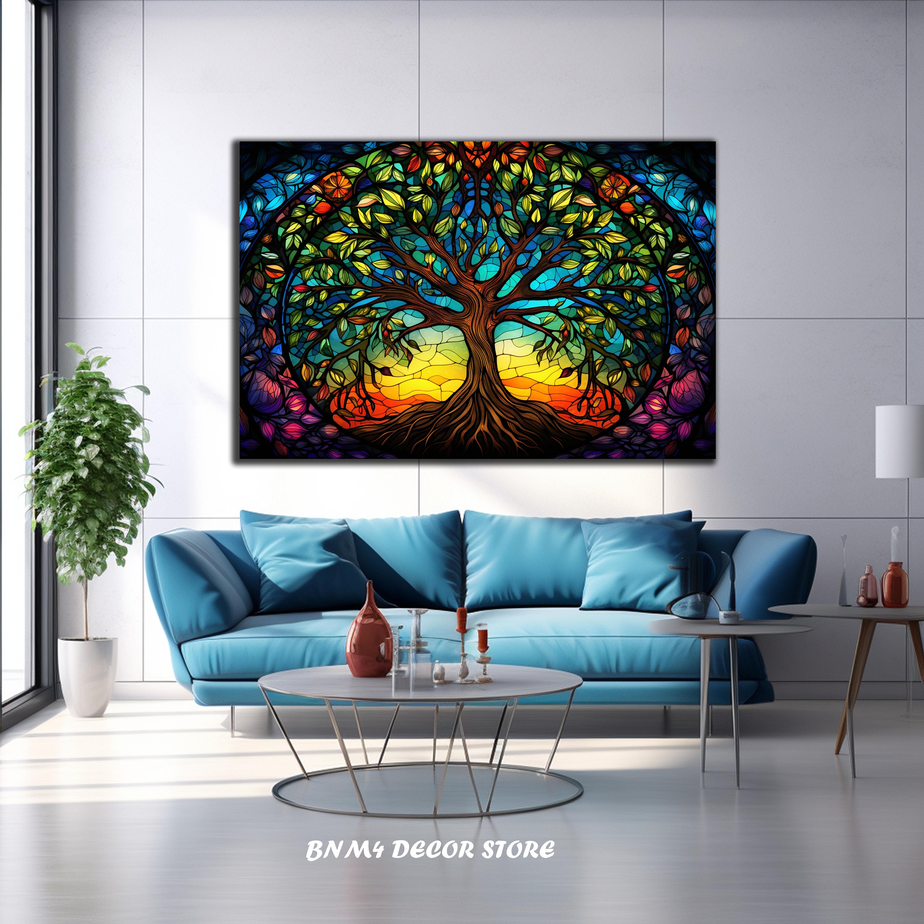Tempered Glass Wall Art Life of Tree Glass Stained Wall Art Life of ...
