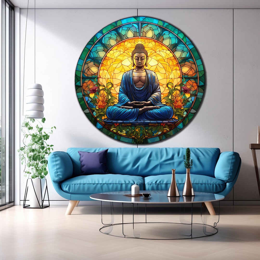 Buddha Tempered Glass Art | Buddha Round Glass | Buddha Glass Paint ...