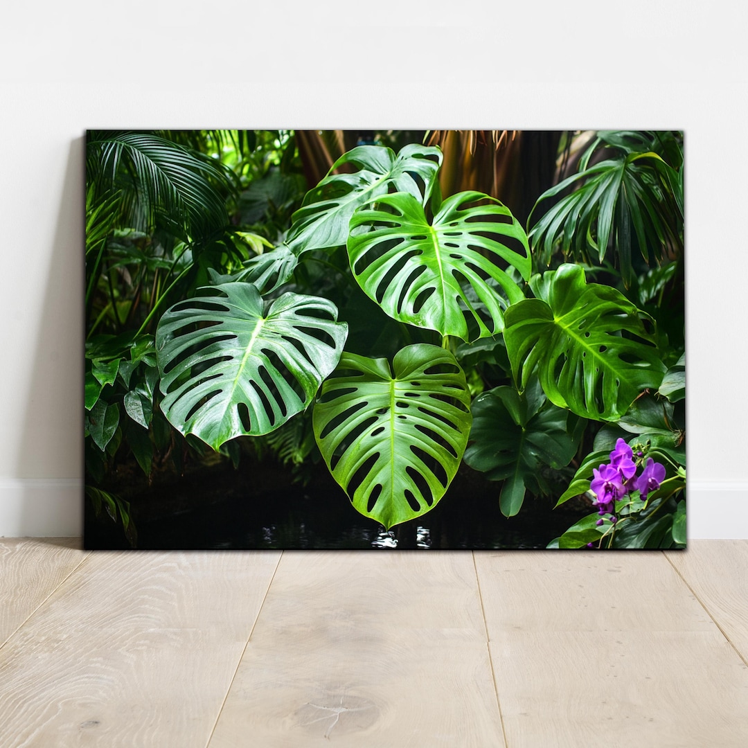 Monstera Leaf Tempered Glass Art | Panel Green Plant Glass | Monstera ...