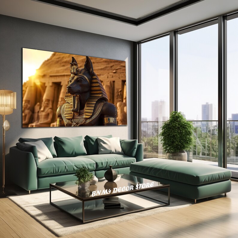 King Anubis Tempered Glass Wall Art Egyptian God Anubis Wall Decor ...