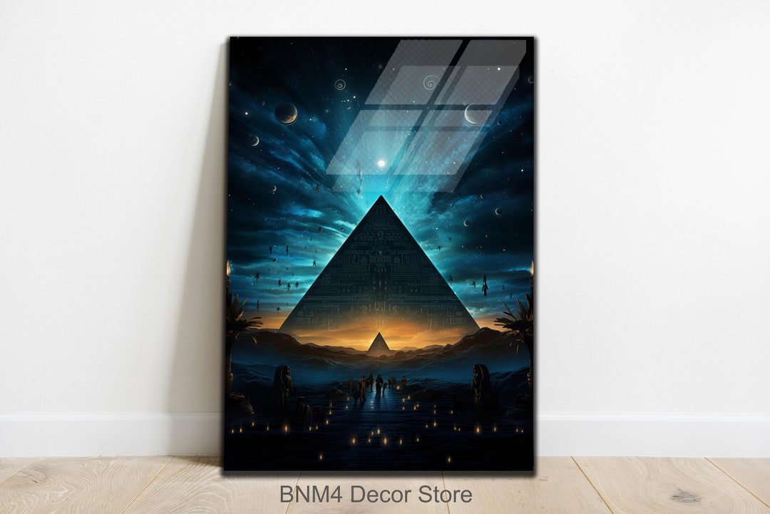 Tempered Glass Ancient Egyptian Wall Art | Pyramid Wall Decor | Ancient Egyptian Pyramid Decor ...