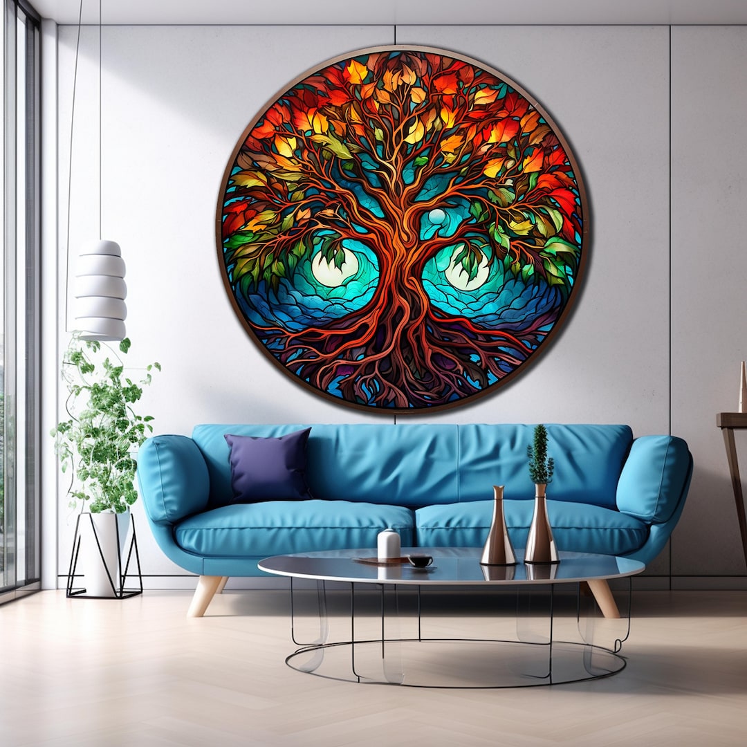 Tree of Life Tempered Glass Art | Tree of Life Glass Round | Life of ...