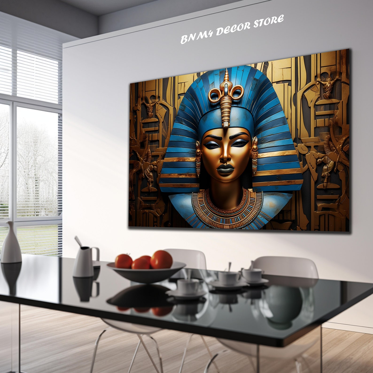 Cleopatra Tempered Glass Art | Egyptian Woman Wall Decor | Ancient ...