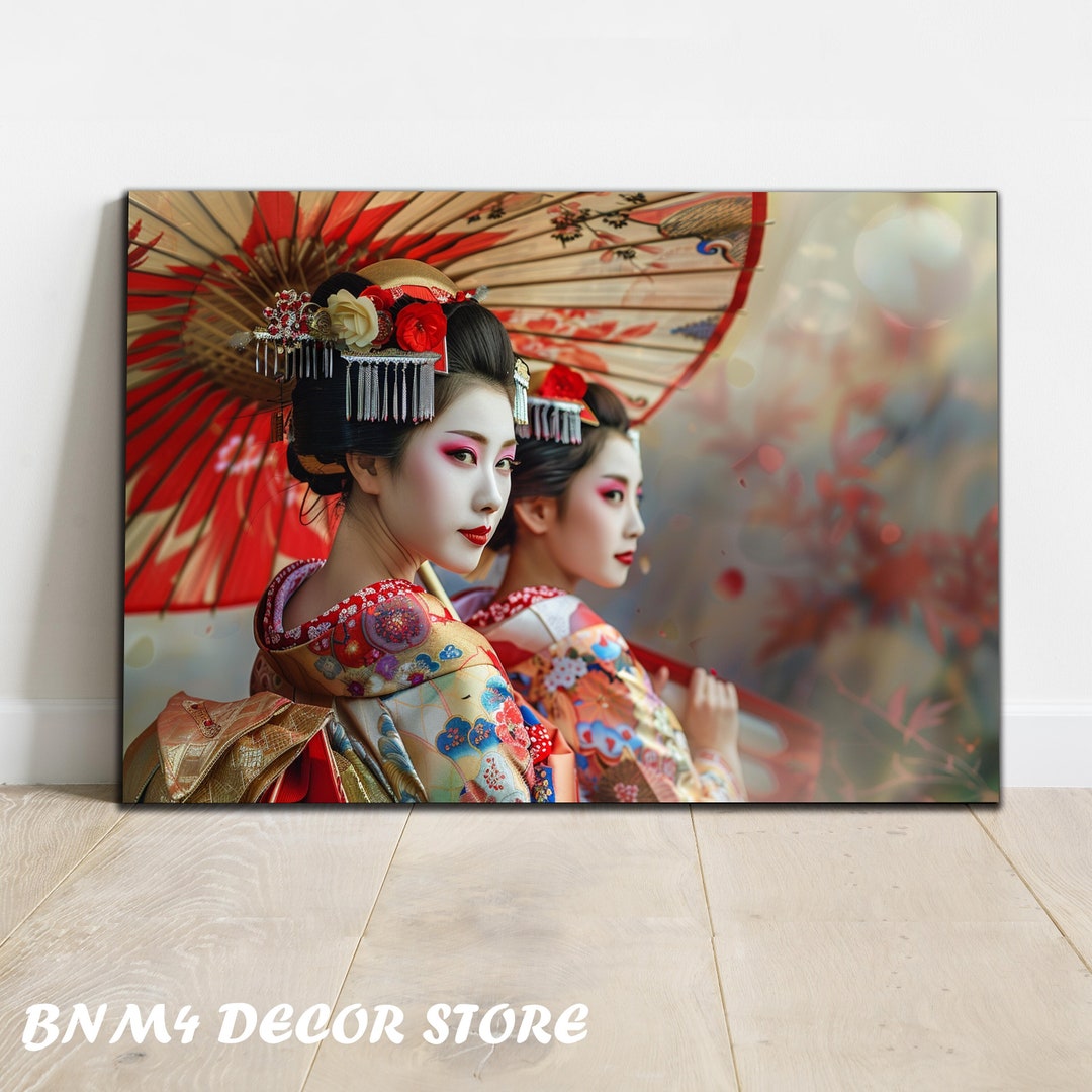 Geishas Tempered Glass Wall Art | Panoramic Wall Art | Japanese Martial ...