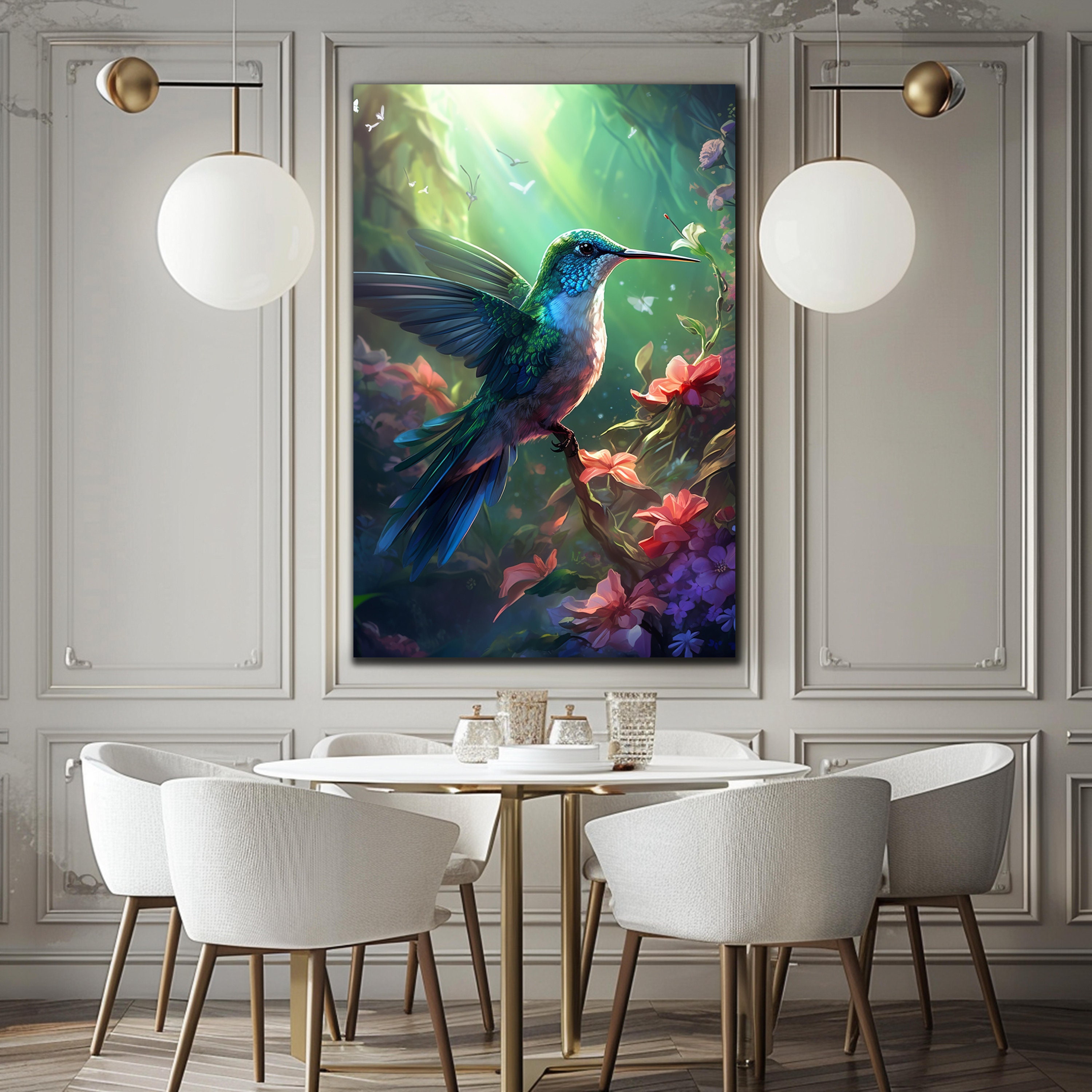 Humming Bird Tempered Glass Wall Art Humming Bird Glass Decor Animal ...