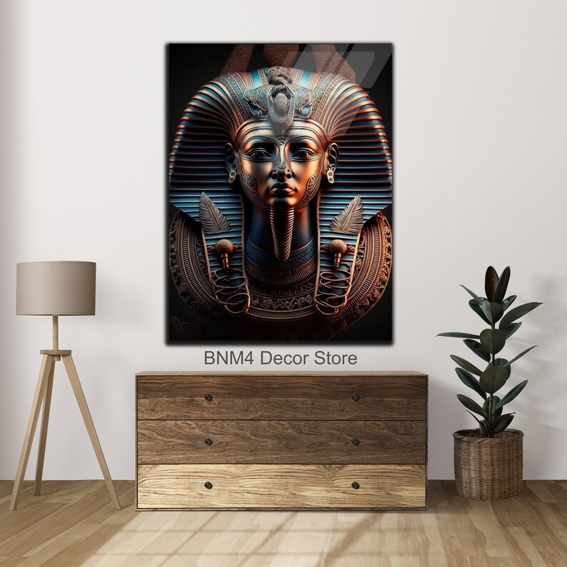 Tempered Glass King Tutankhamun Wall Art | Egyptian God Wall Decor ...