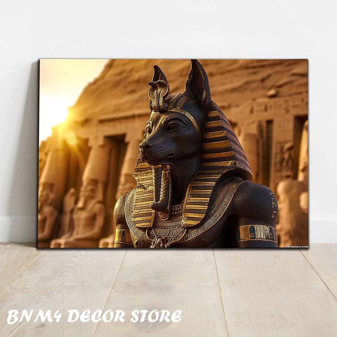 King Anubis Tempered Glass Wall Art | Egyptian God Anubis Wall Decor ...