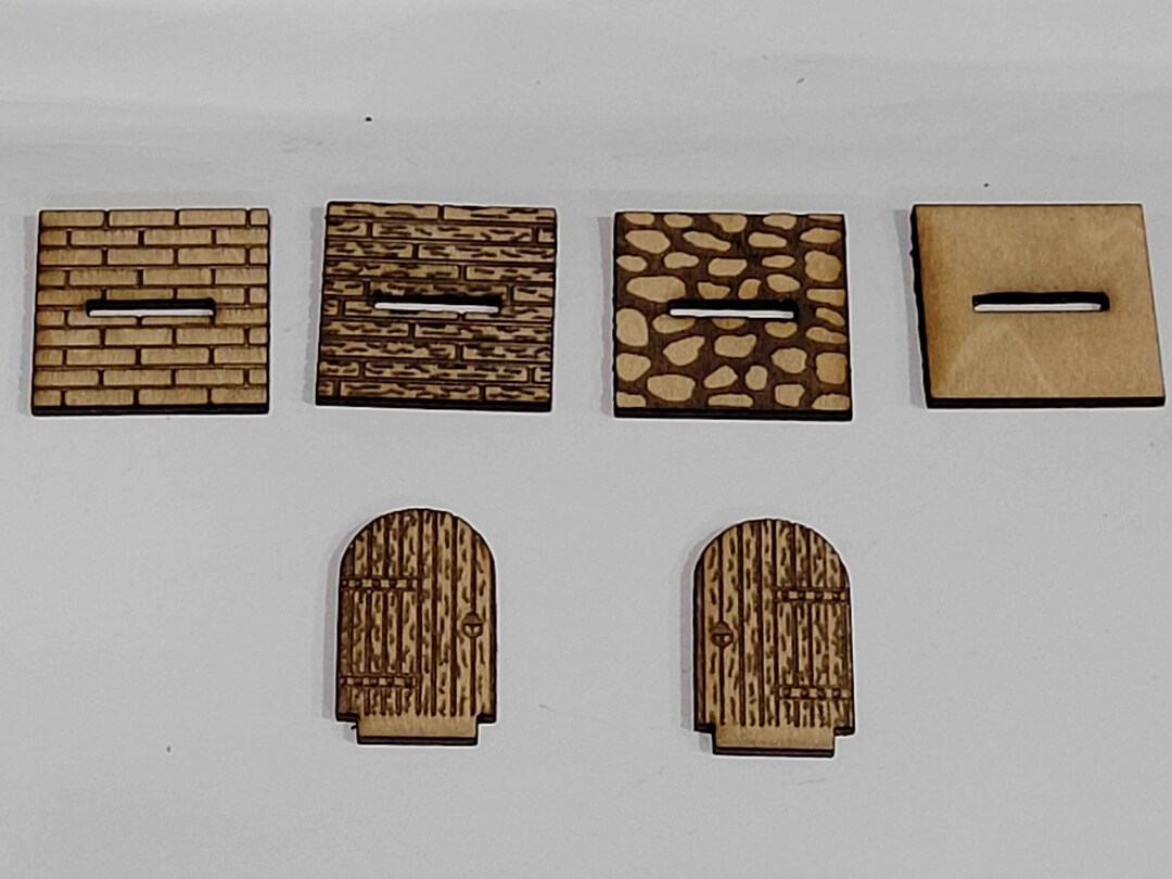 Wooden D&D Doors With Base. - Set of 15 Engraved Tokens - Etsy