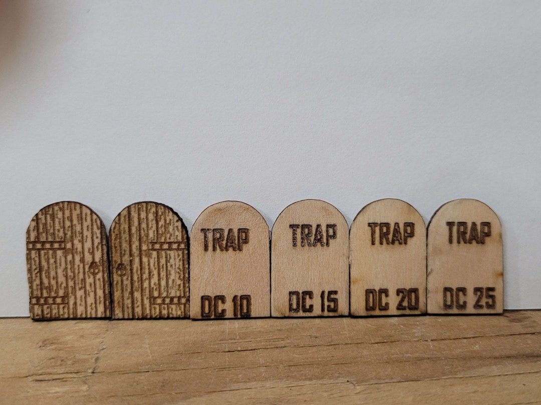 Wooden D&D Door/trap Tokens - Set of 15 Engraved Tokens - Etsy