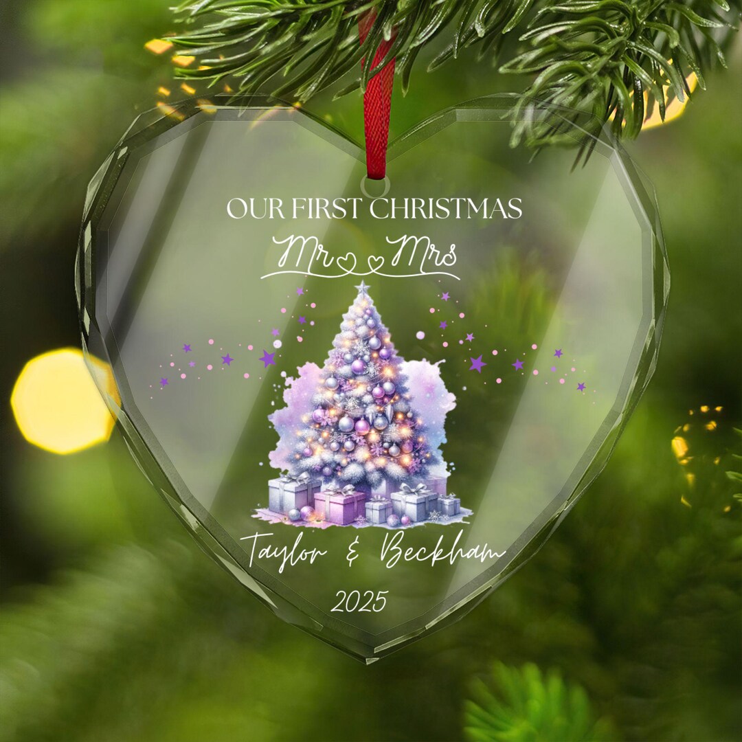 Heart Crystal Mr & Mrs Ornament | Personalized Wedding Gift | First ...