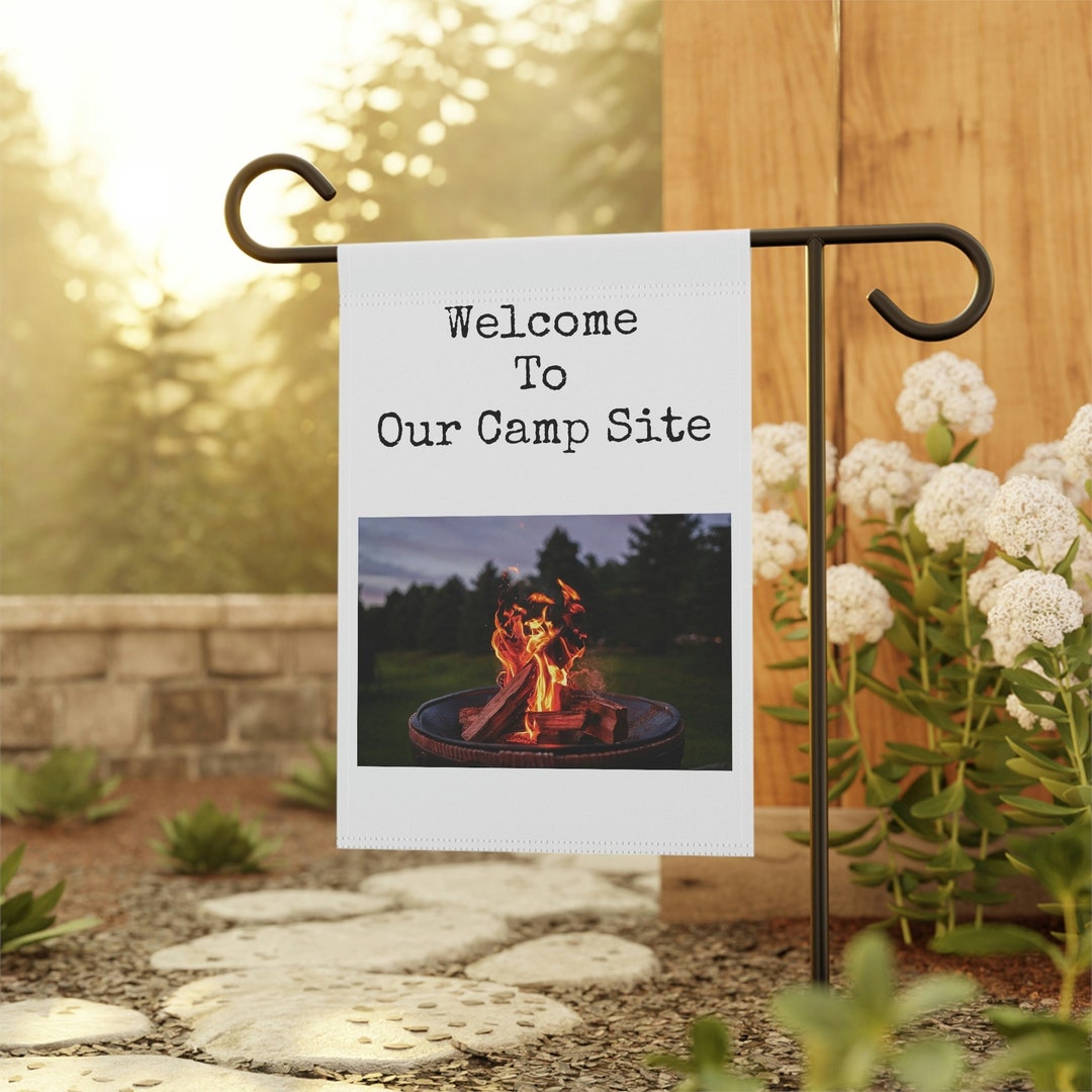 Welcome to Our Camp Site Graphic on Yard Banner, Campers, Camp Sites ...