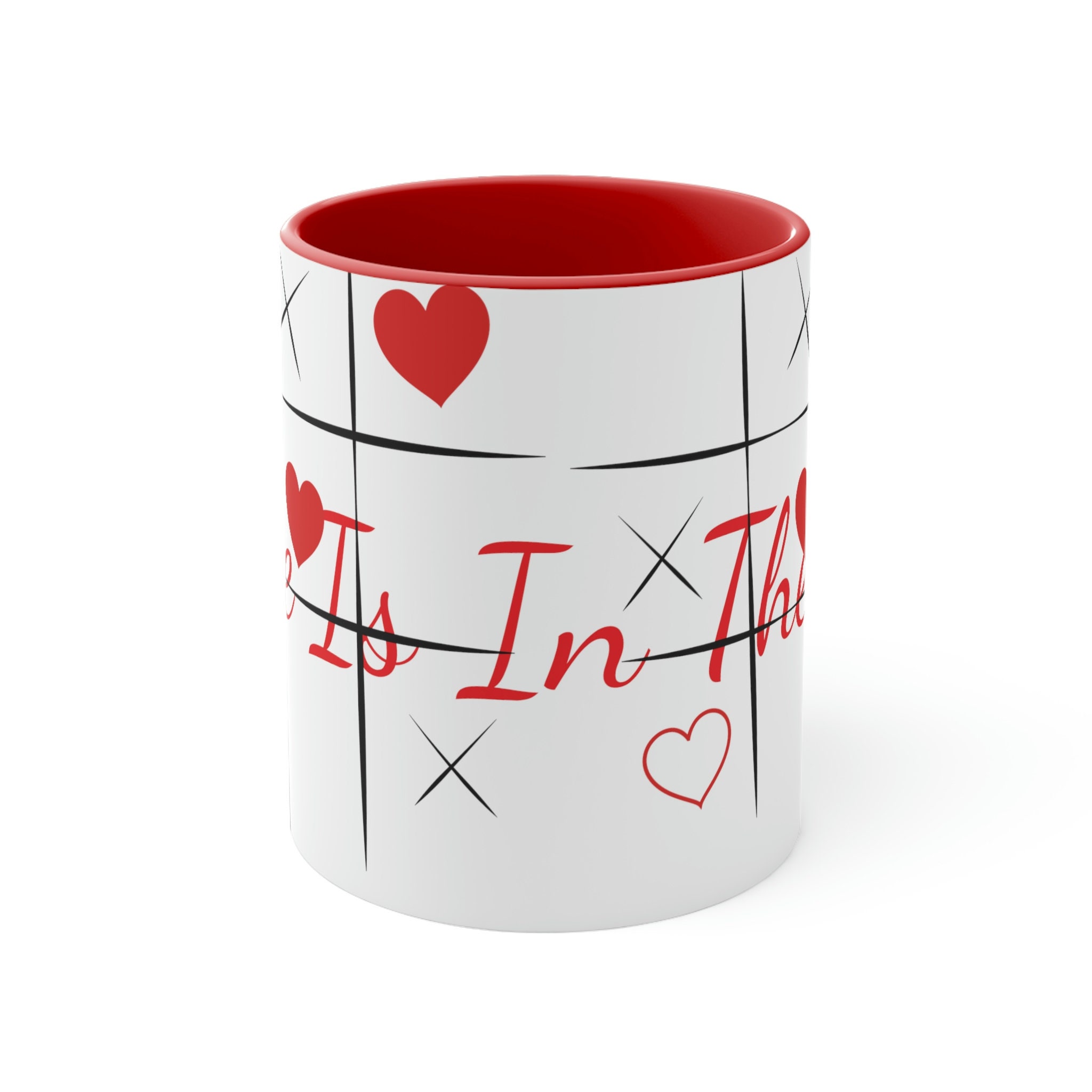 Love is in the Air Text With Hearts Graphics on Coffee Mug, Coffee Mug ...