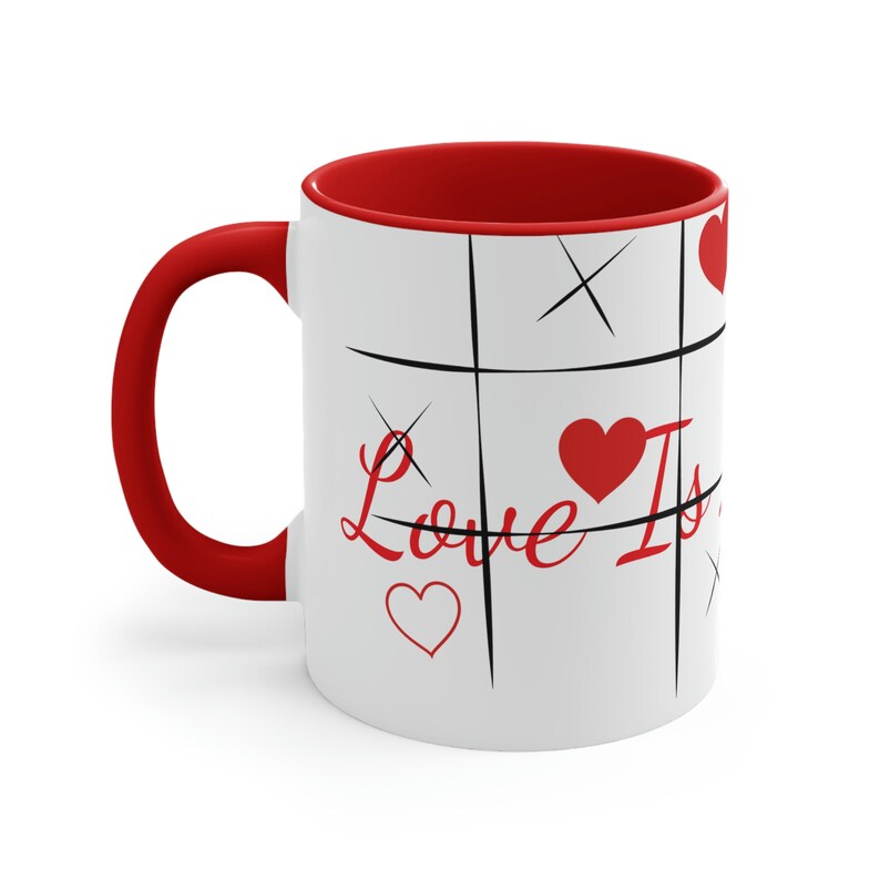 Love is in the Air Text With Hearts Graphics on Coffee Mug, Coffee Mug ...
