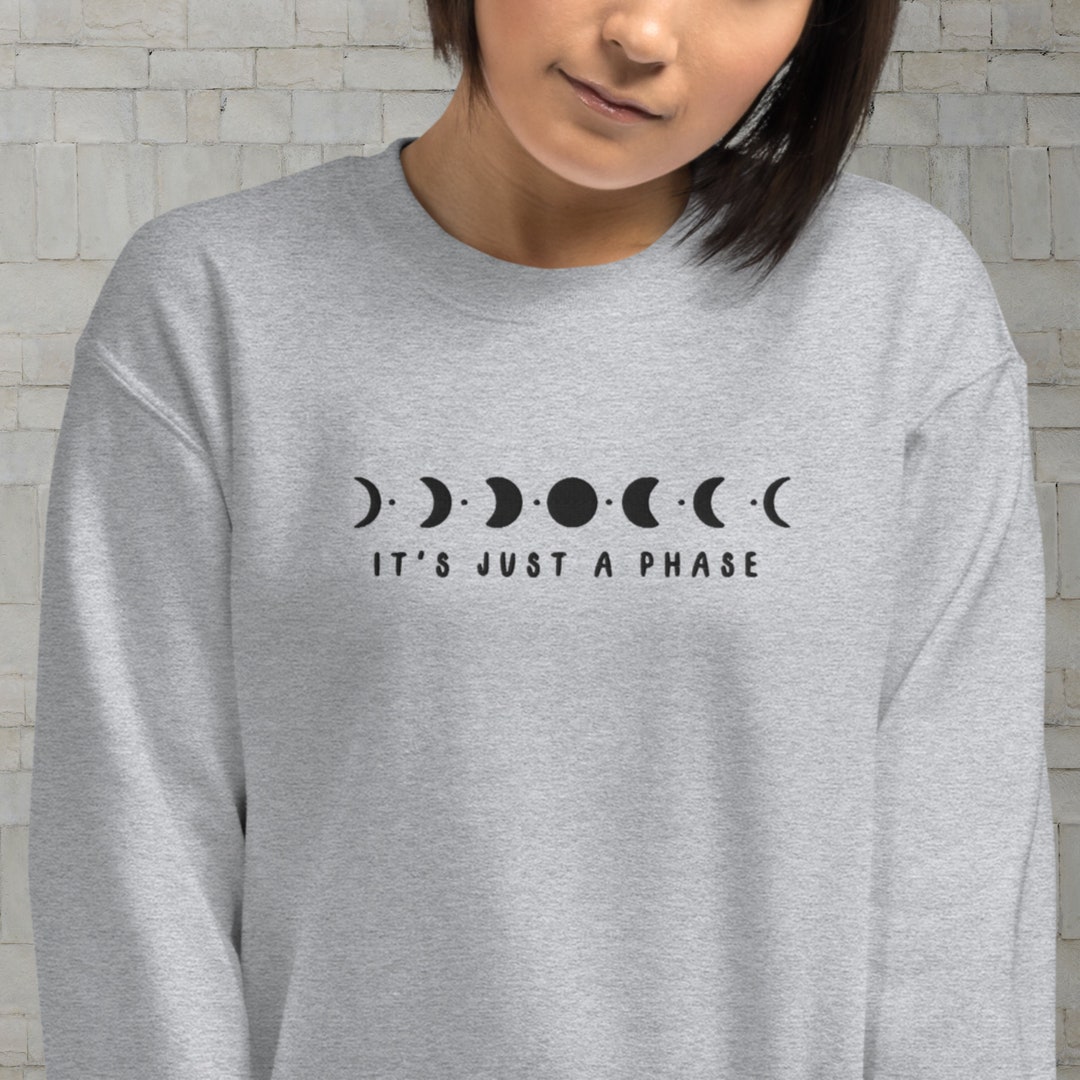 Embroidered Moon Phases Crewneck, Minimalist Moon Phases Sweatshirt ...