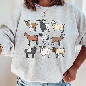 Cute Goat Sweatshirt, Goat Breeds Crewneck Sweater, Homestead ...