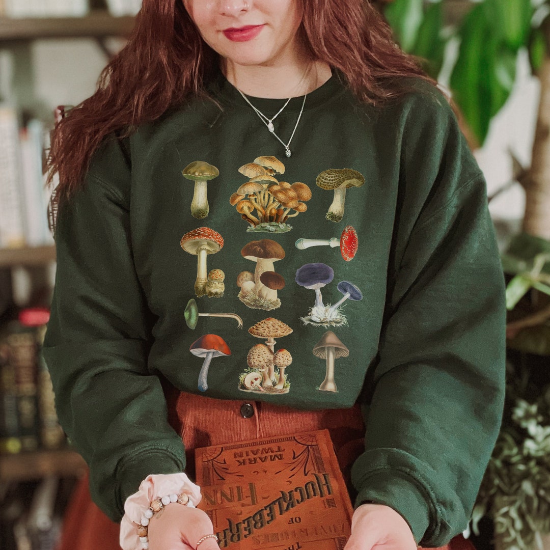 Retro Aesthetic Mushroom Sweatshirt, Dark Cottagecore, Light Academia ...
