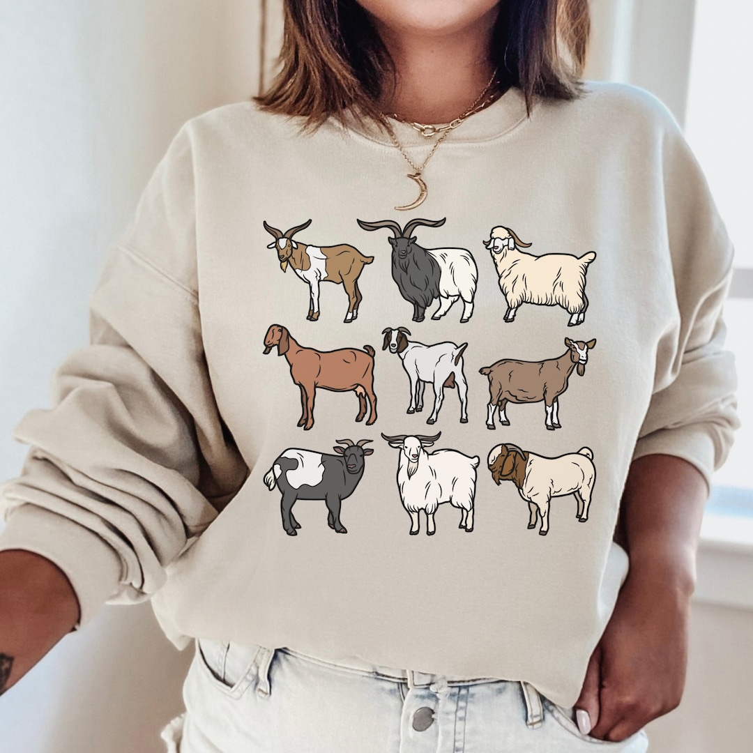 Cute Goat Sweatshirt Goat Breeds Crewneck Sweater Homestead - Etsy