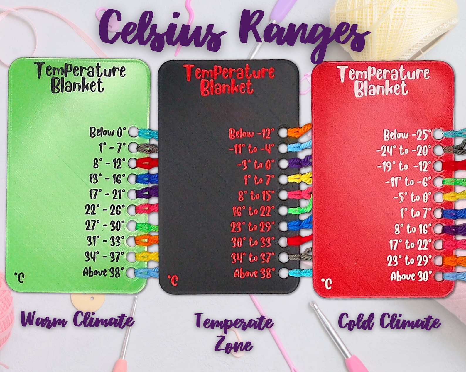 Temperature Blanket Color Chart Card 3D Printed Room for 10 Colors ...