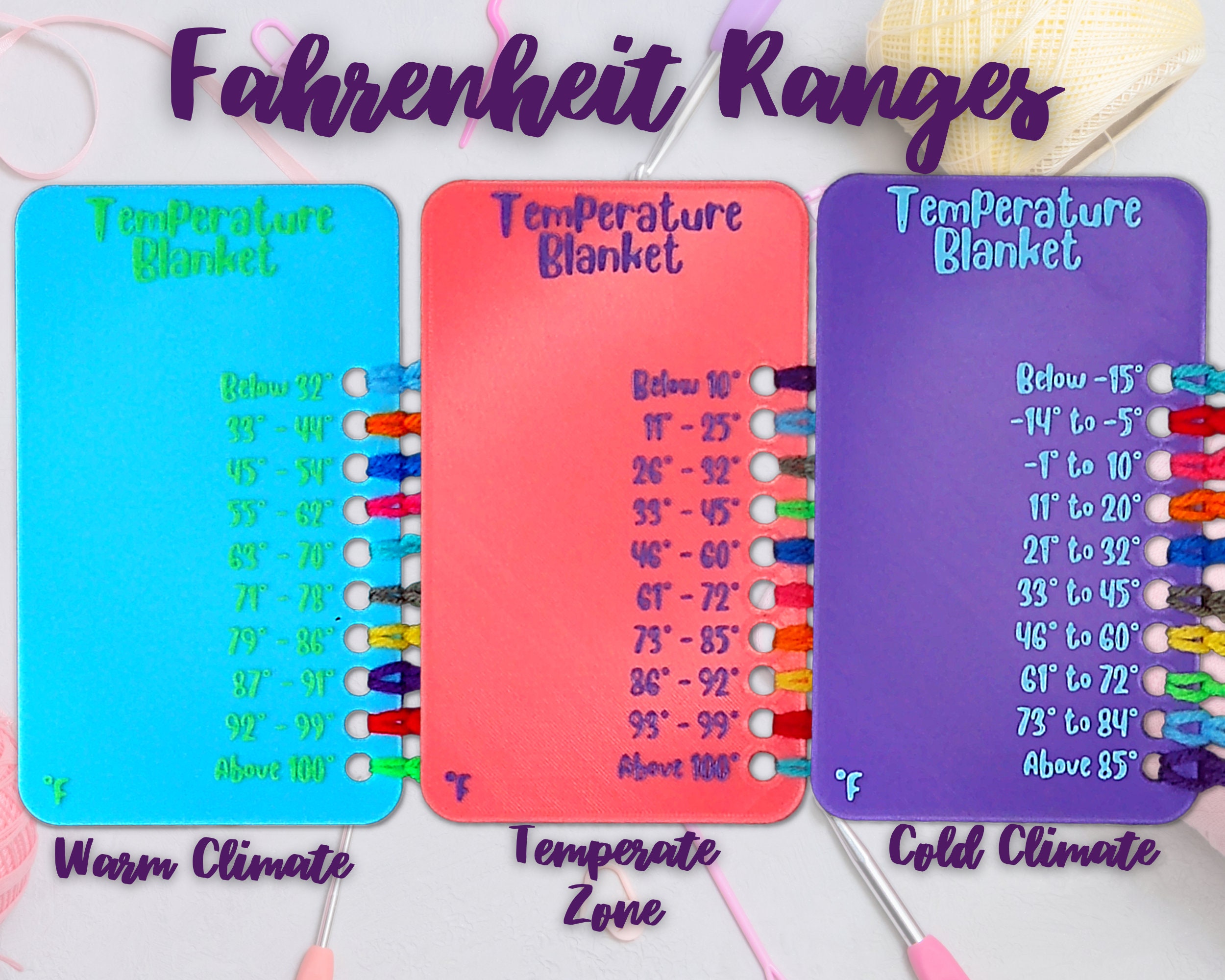 Temperature Blanket Color Chart Card 3D Printed Room for 10 Colors ... Temperature Blanket Color Chart Card 3D Printed Room for 10 Colors ...