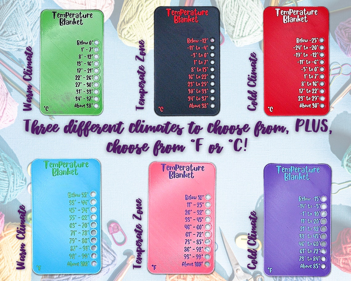 Temperature Blanket Color Chart Card | 3D Printed | Room for 10 Colors ...
