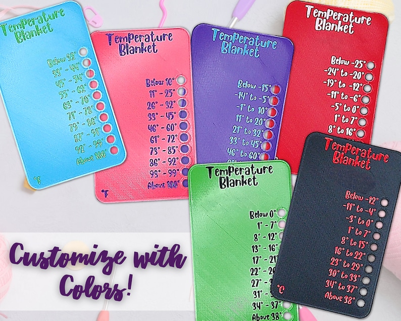 Temperature Blanket Color Chart Card | 3D Printed | Room for 10 Colors ...