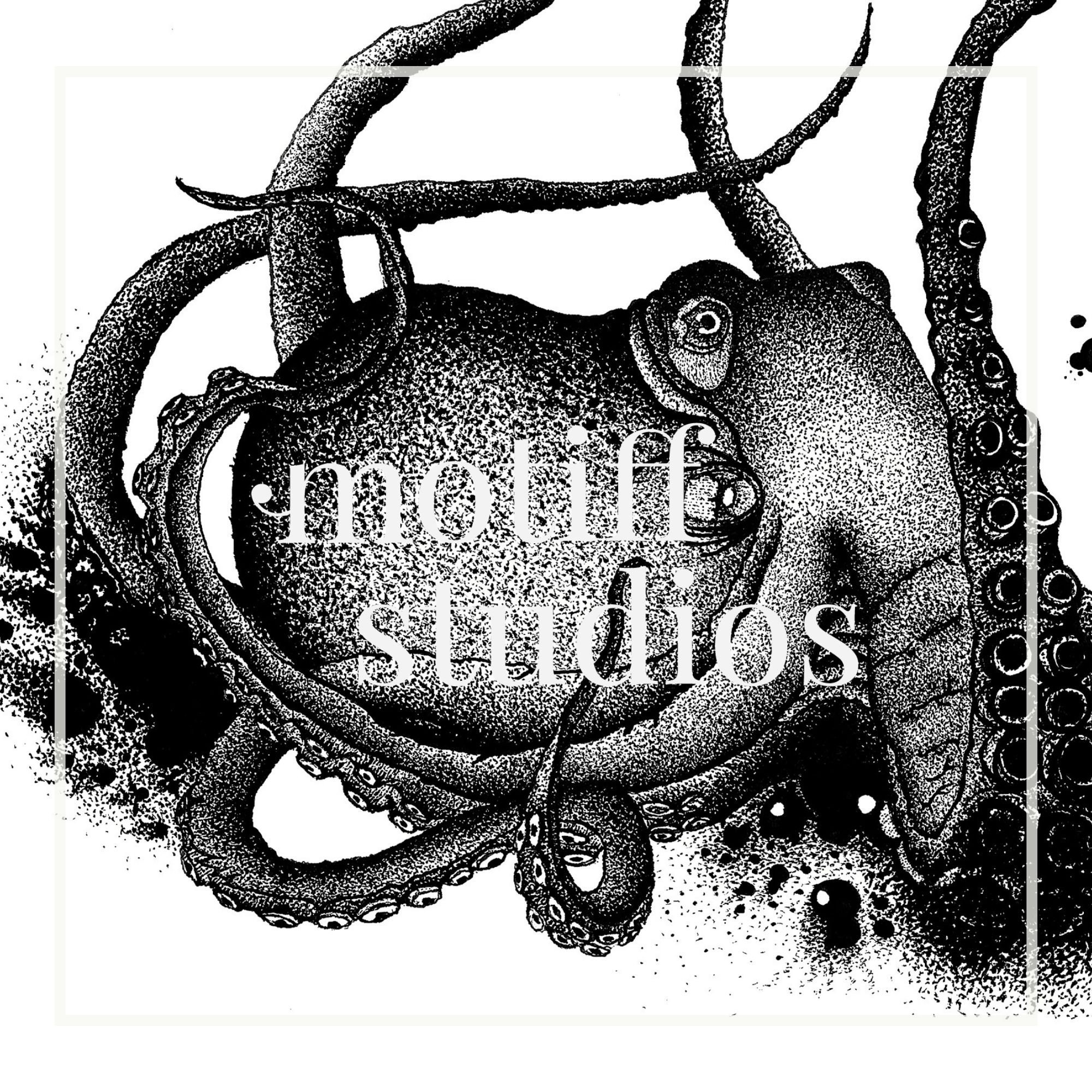 Nautical Octopus Black and White | Ink Stippling Wall Art Printable ...