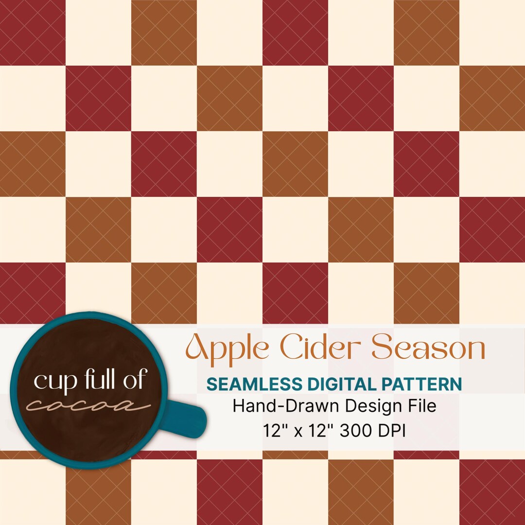 Fall Seamless Pattern | Autumn PNG | Checkers | Apple Cider | Fabric ...