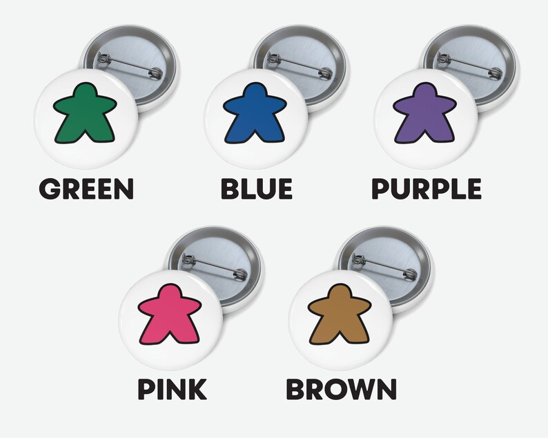 Meeple Pin Buttons - Board Game Aesthetic Backpack Accessory Metal Flat ...