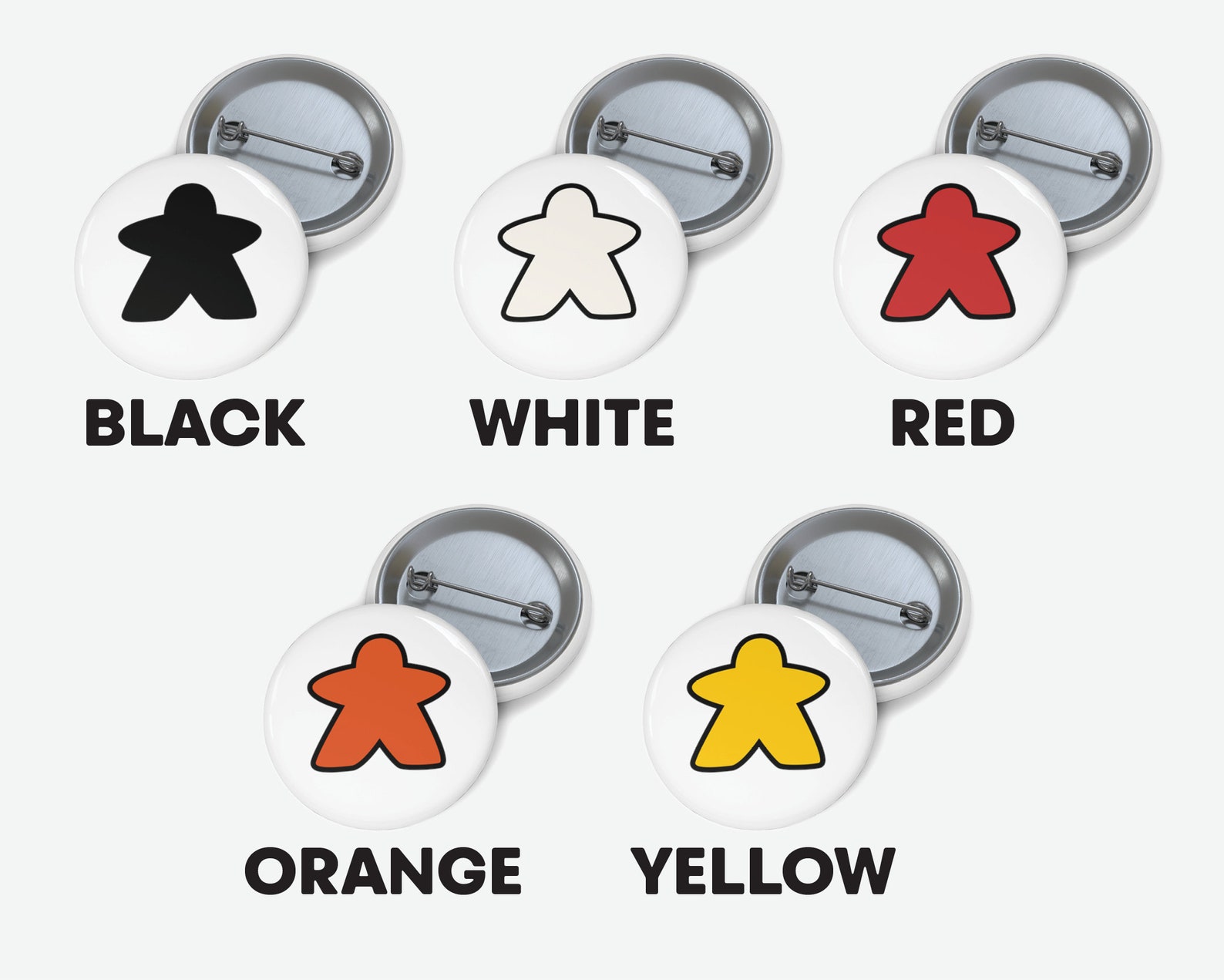 Meeple Pin Buttons - Board Game Aesthetic Backpack Accessory Metal Flat ...