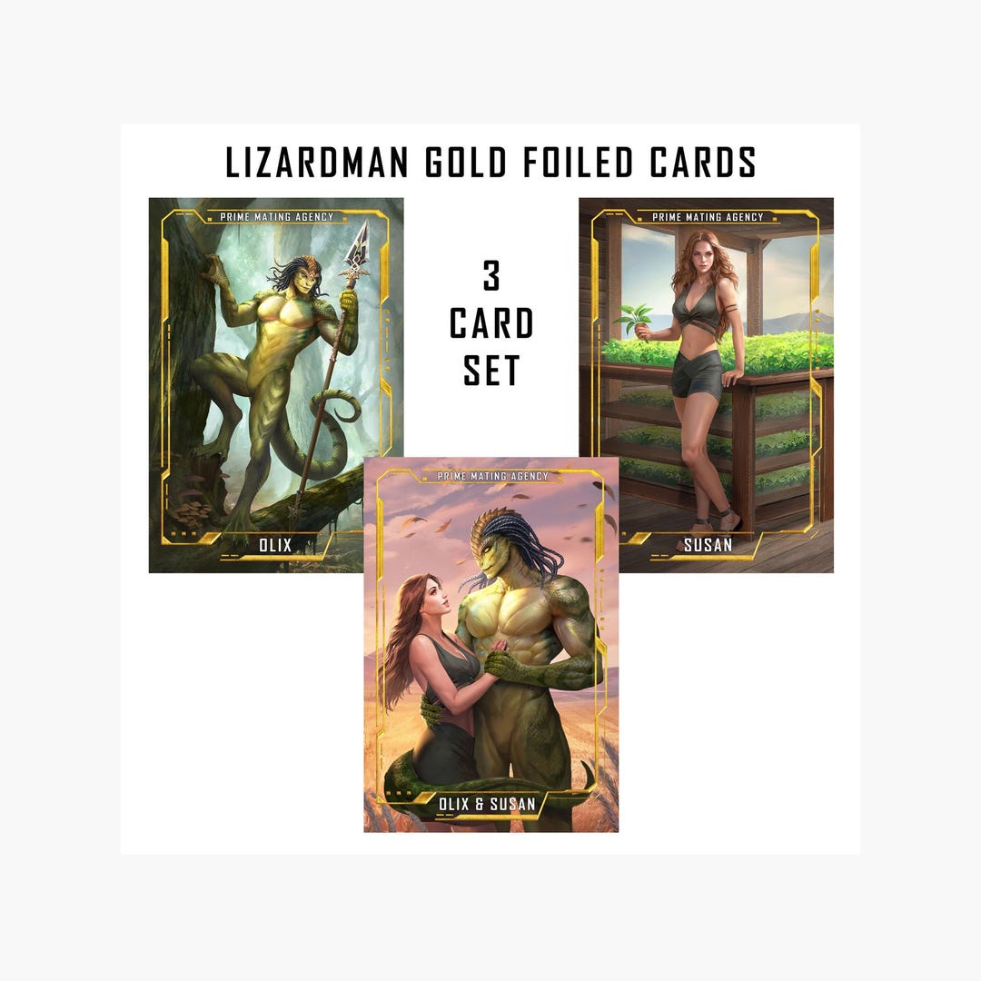 Foiled Lizardman Character Card Set - Etsy