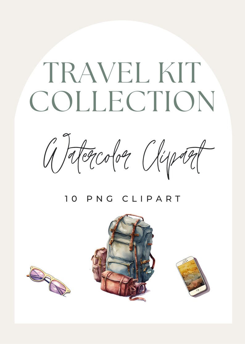 Watercolor Travel KIT 10 PNG Clipart Bundle Digital - Etsy