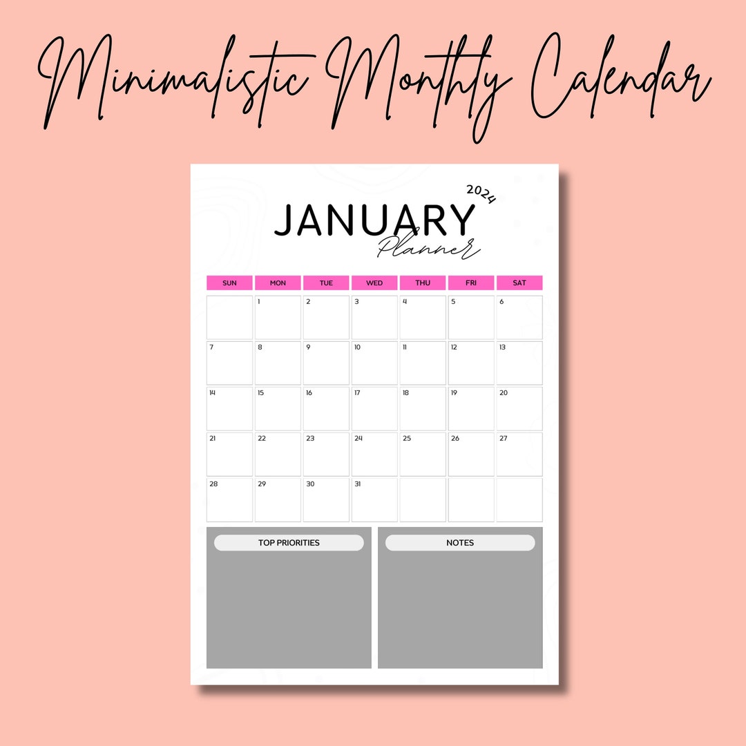 Editable Minimalist 2024 Monthly Calendar, Back to School, Teacher ...