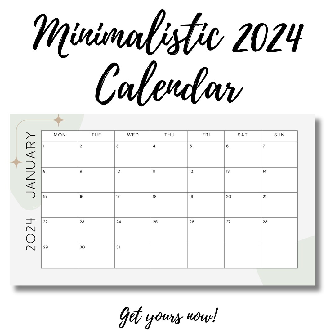 Editable Minimalist 2024 Monthly Calendar, Back to School, Teacher ...