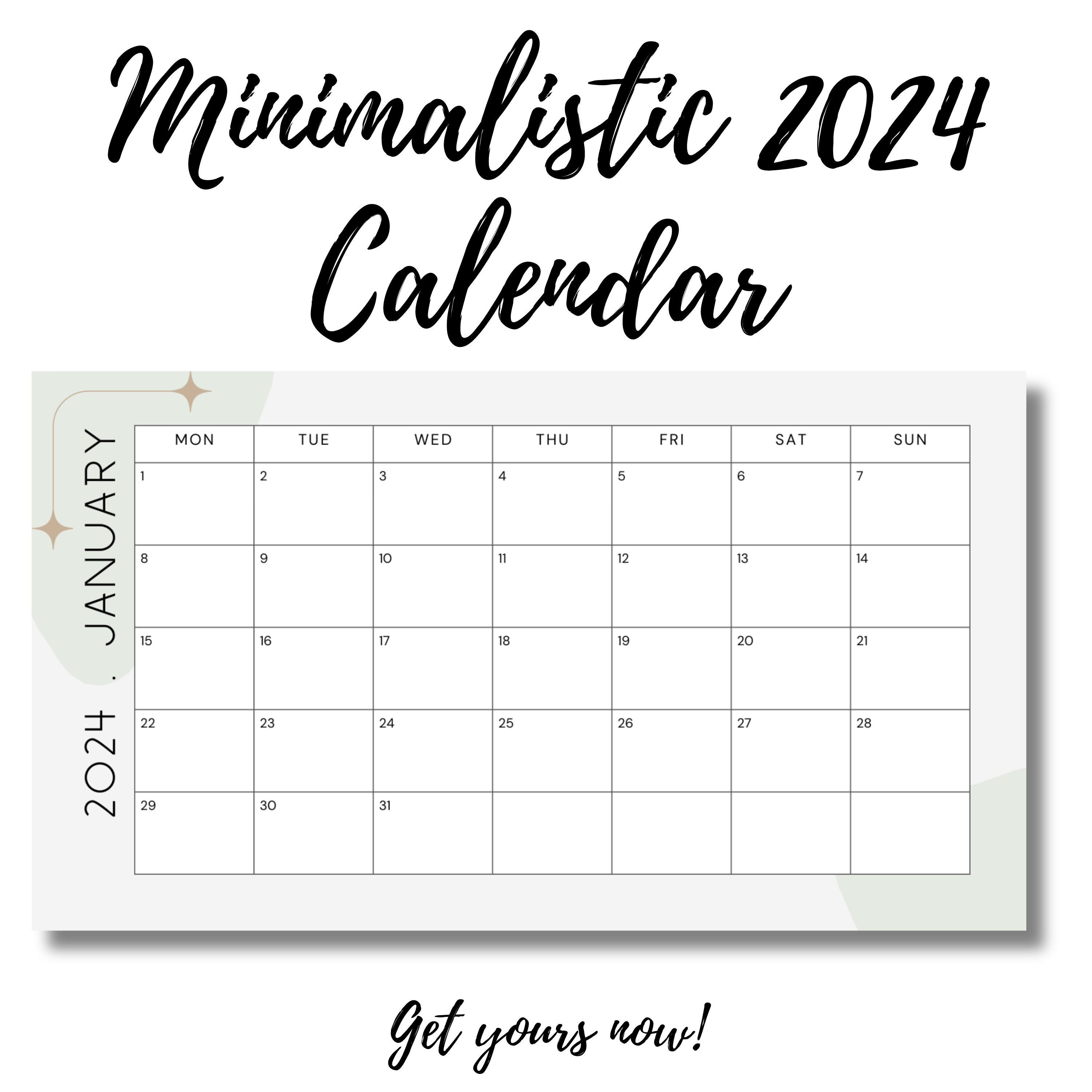 Editable Minimalist 2024 Monthly Calendar, Back to School, Teacher ...
