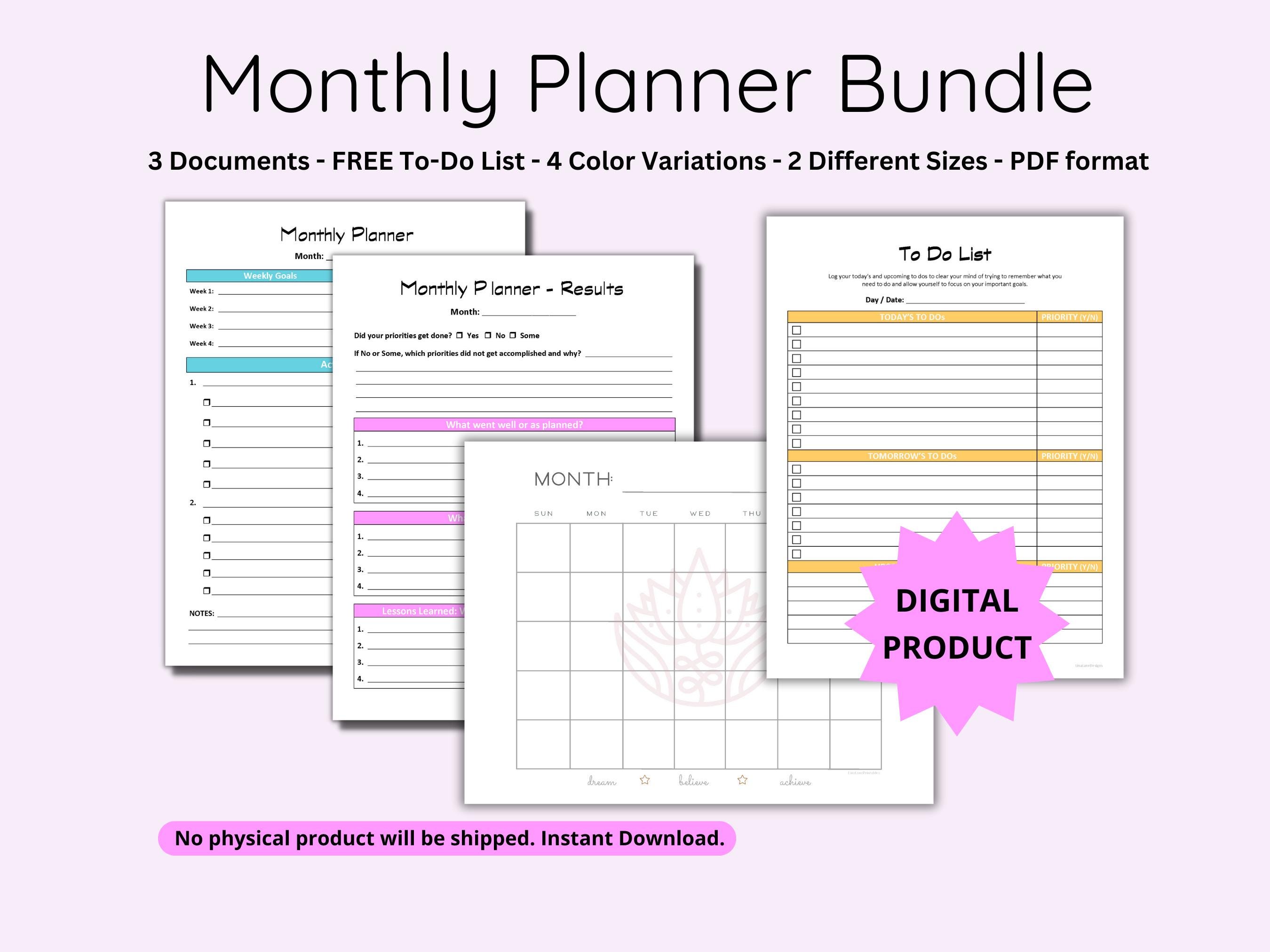 Monthly Planner Bundle - Etsy