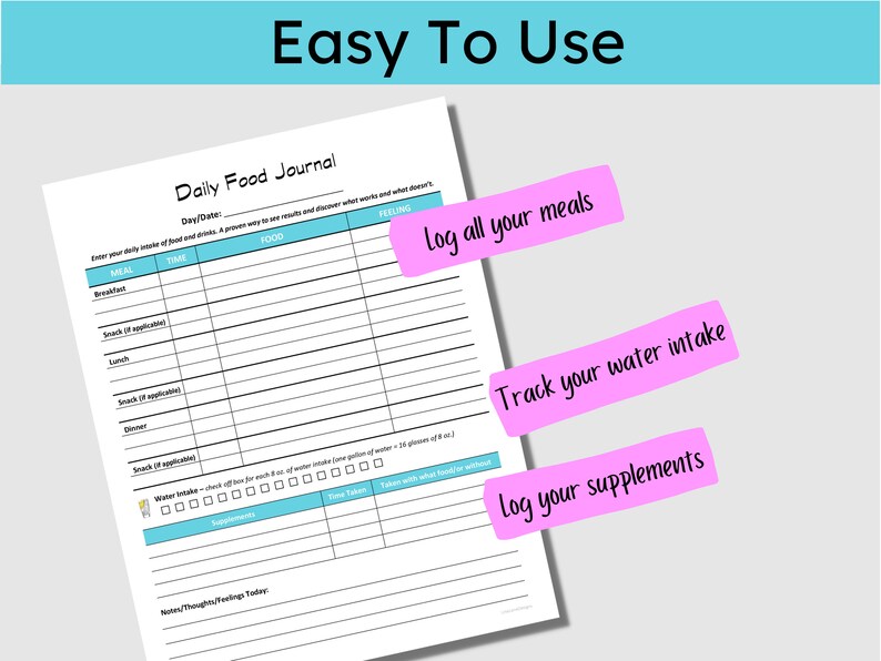 Daily Food Journal - Etsy