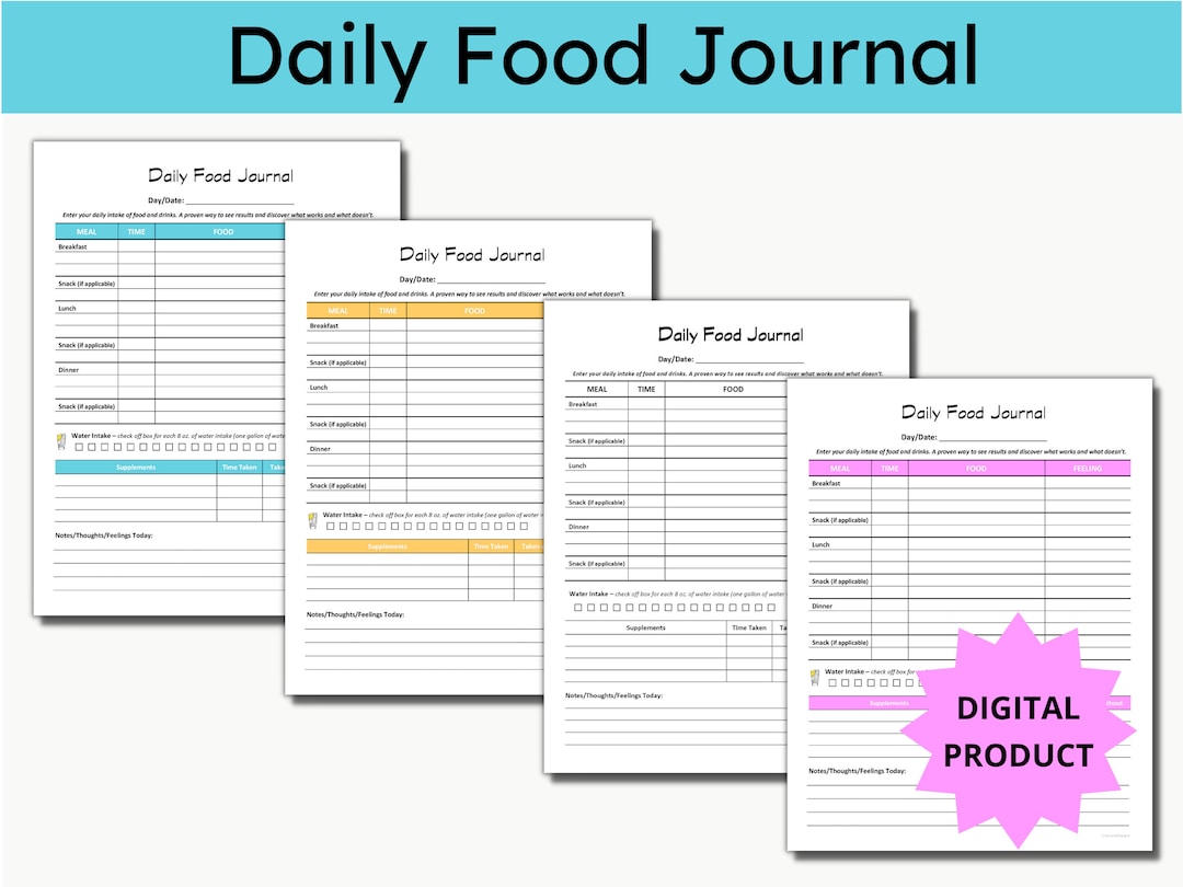 Daily Food Journal - Etsy
