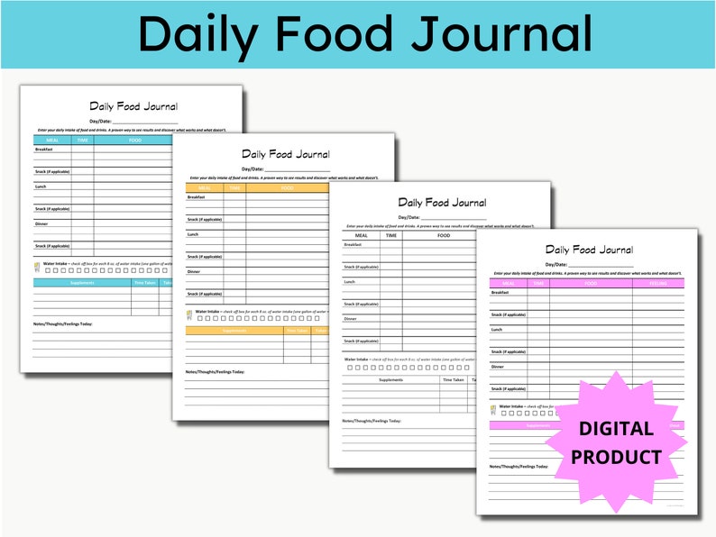 Daily Food Journal - Etsy