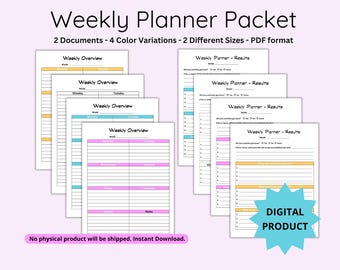 INSTANT DOWNLOAD, Weekly Planner, Goal Tracker, Habit Tracker, Weekly ...