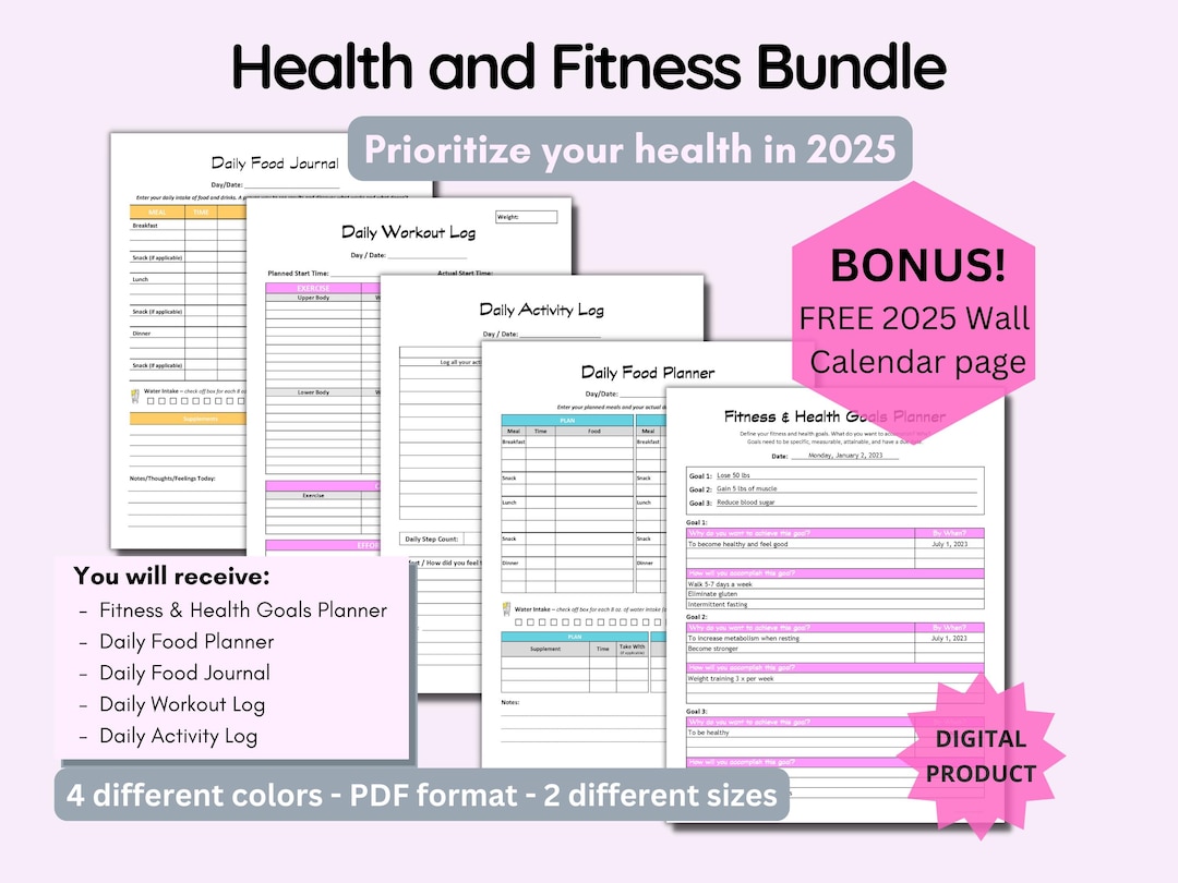 Health and Fitness Tracker Bundle - Etsy