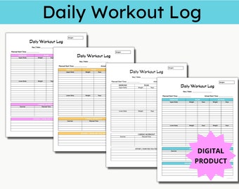 Workout Log Printable, Fitness Planner, Exercise Template, Workout ...