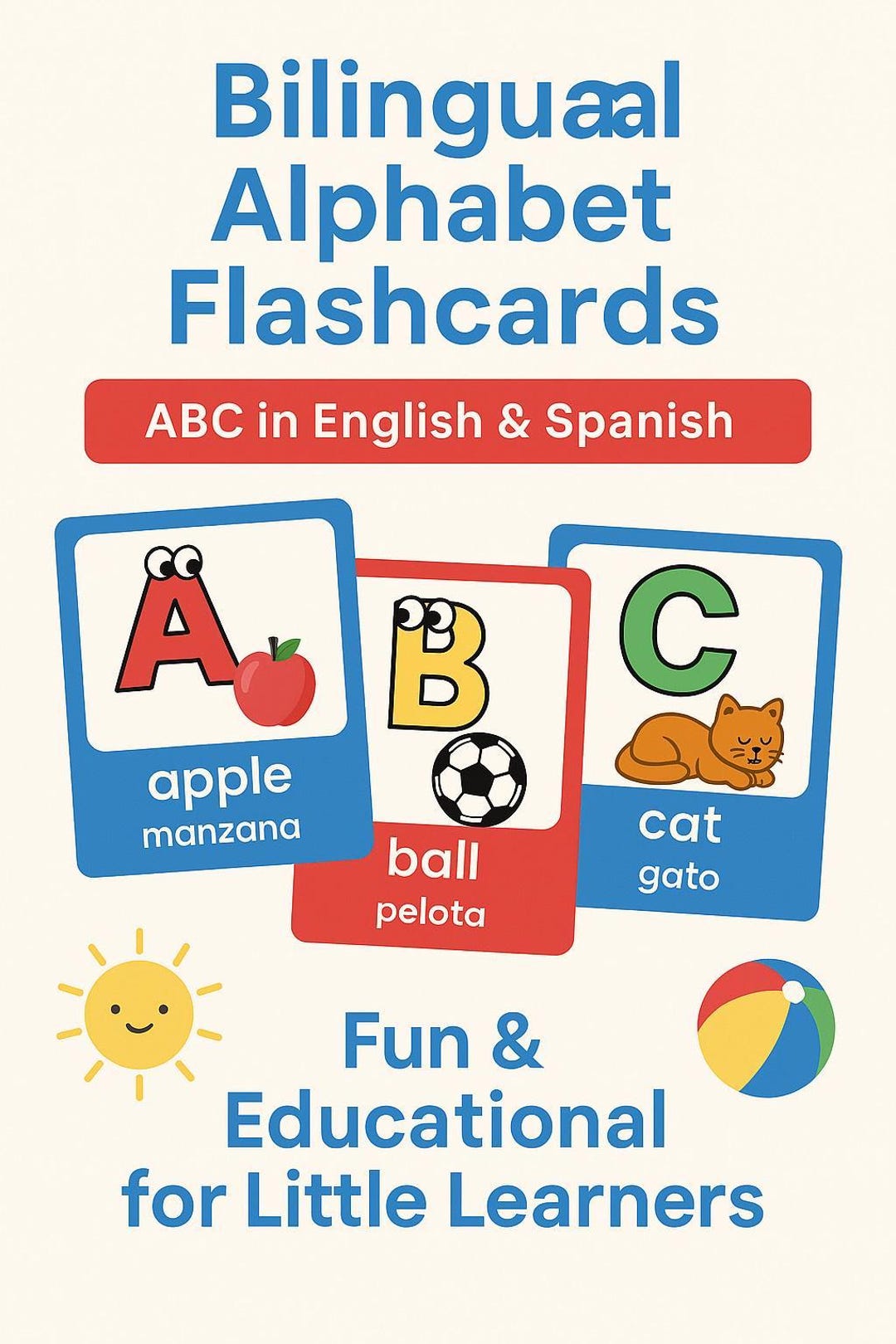 Bilingual Alphabet Flashcards – English & Spanish ABC Printable Cards ...