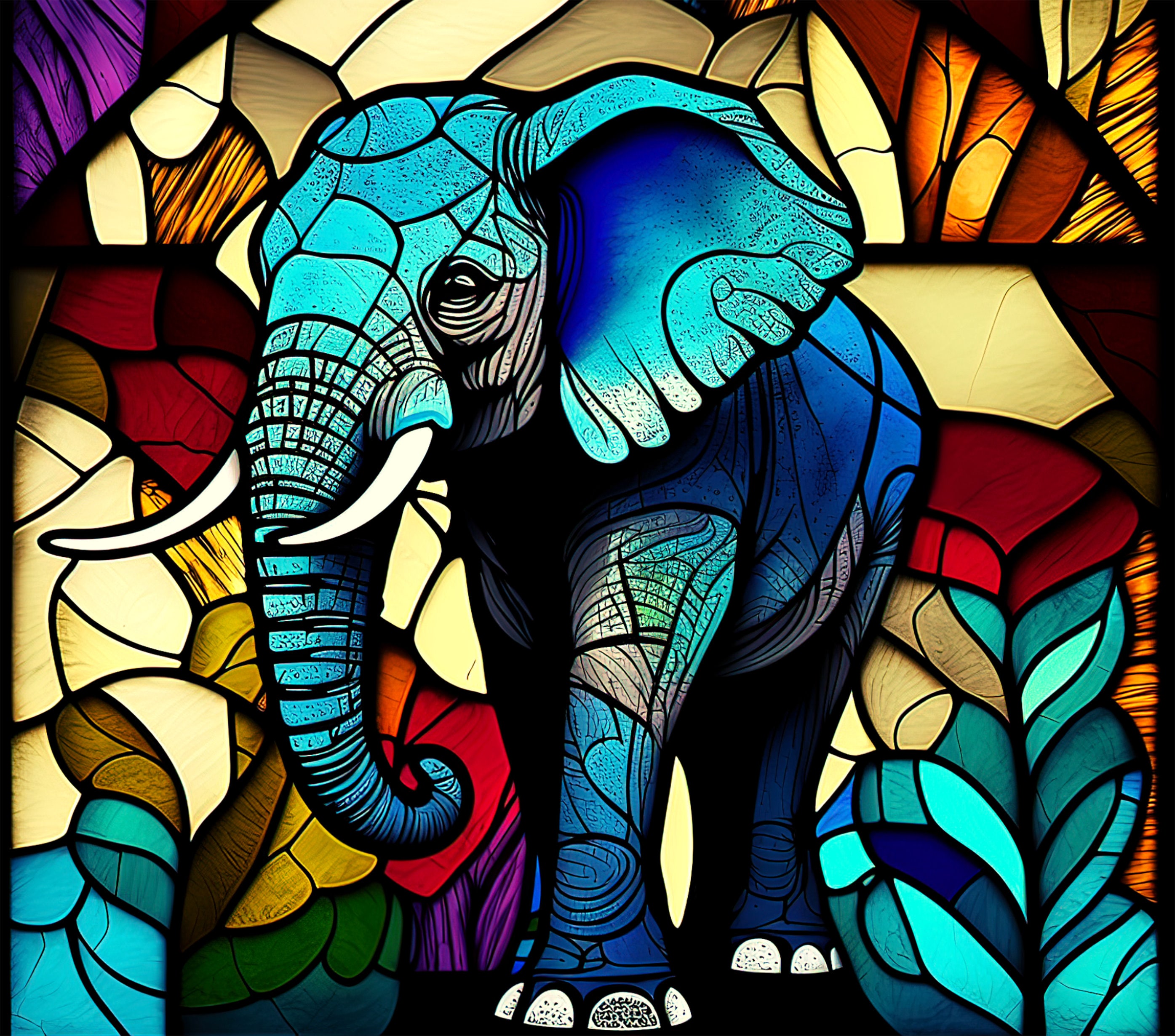 Stained Glass Elephant Glass Elephant Glass Stained Glass - Etsy