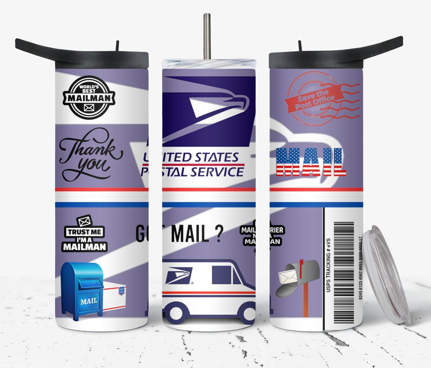 278 - "postman"- Finished 20 Oz Tumbler, Mail Delivery, Mail Tumbler ...